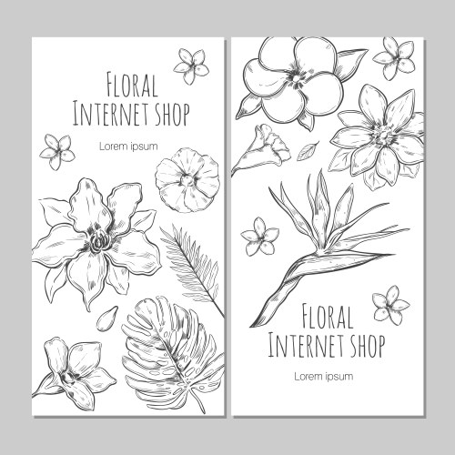 Set of vertical banners with flowers Royalty Free Vector