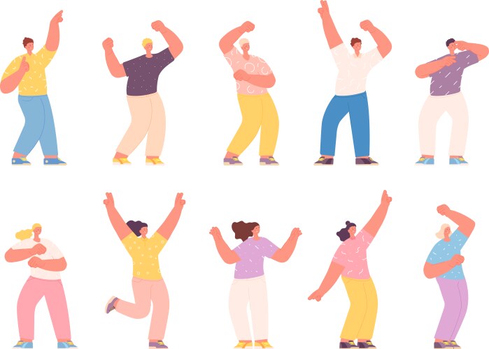 Group dancing youth isolate on a white Royalty Free Vector