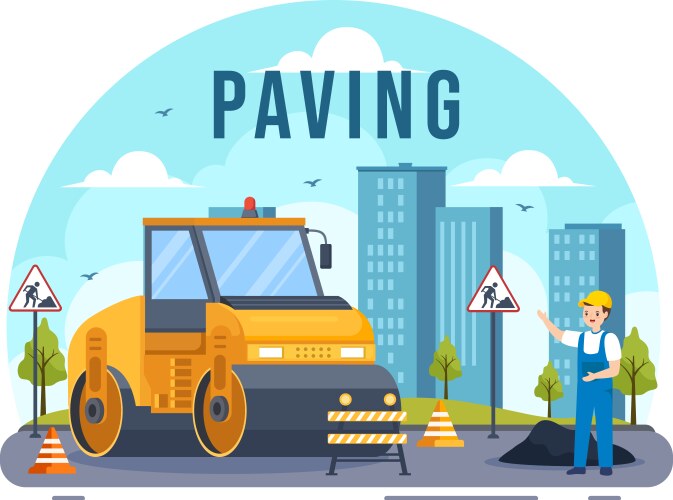 Paving with road construction and highway Vector Image