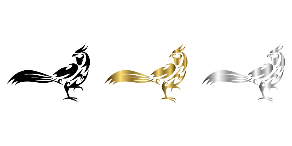 Three color black gold and silver line art Vector Image