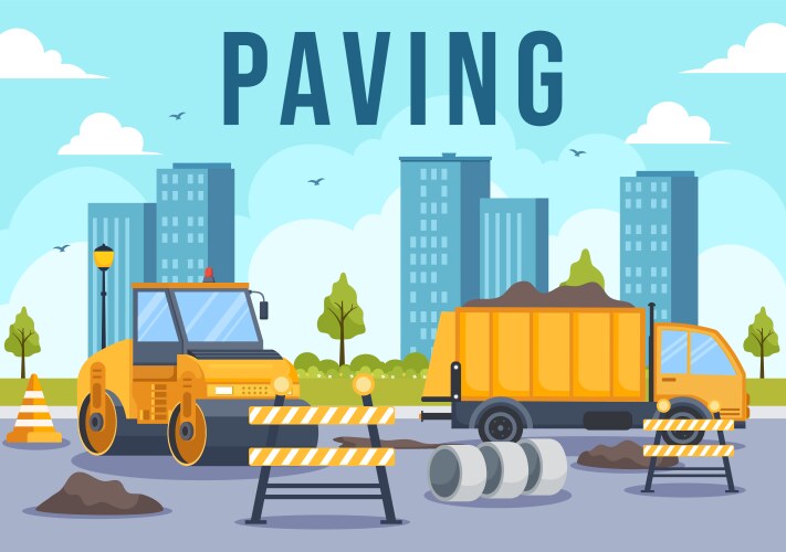 Paving with road construction and highway Vector Image