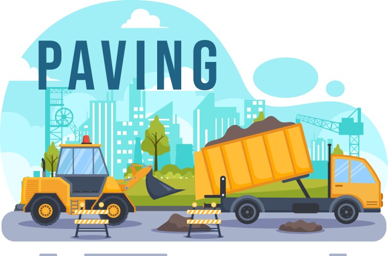 Paving with road construction and highway Vector Image