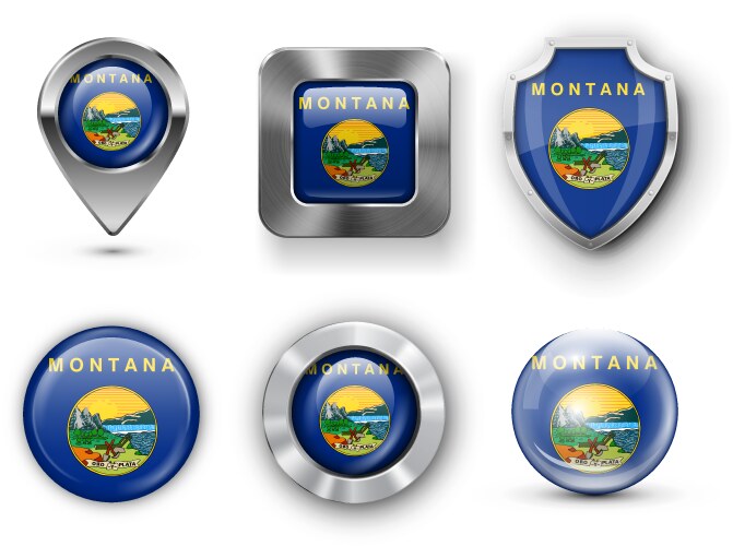 Usa state flag badges Royalty Free Vector Image