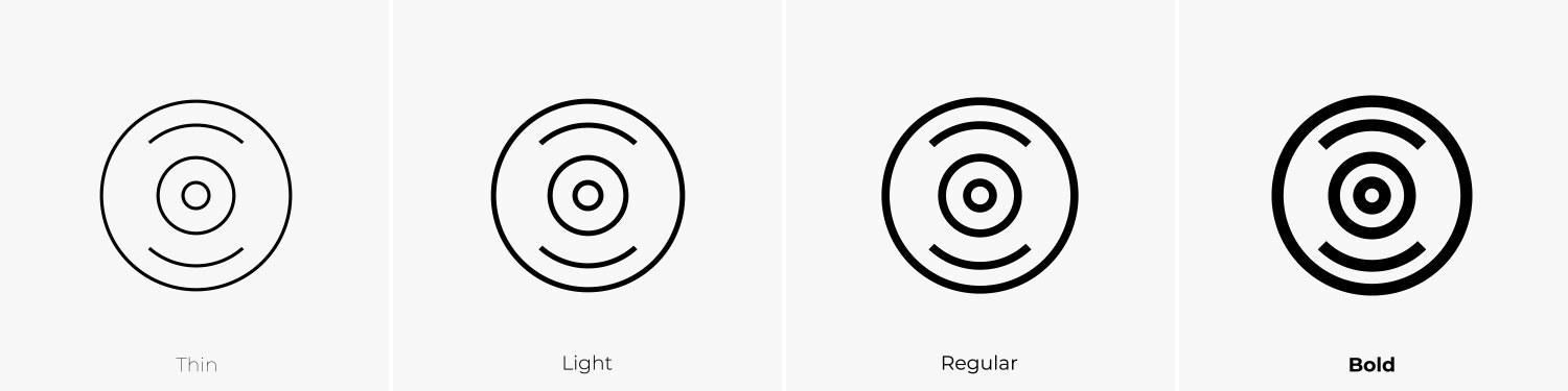 Compact disk icon thin light regular and bold Vector Image