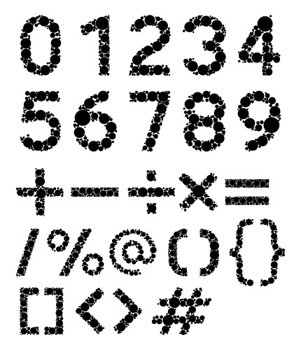 Random dot lowercase alphabet letters Royalty Free Vector