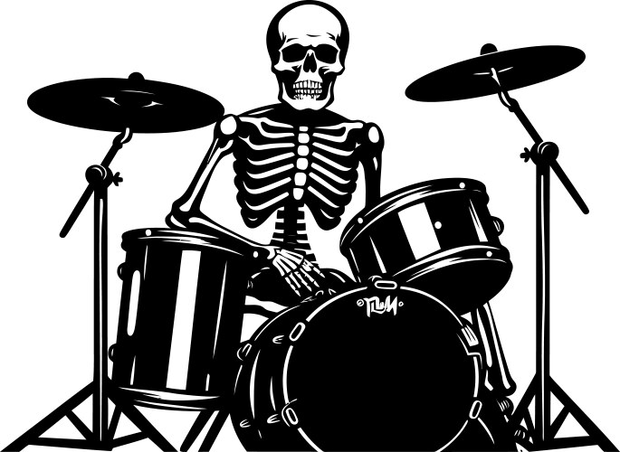 Death drummer skeleton logo phantom Royalty Free Vector