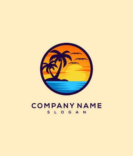 Awesome sunset logo design ready to use Royalty Free Vector