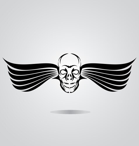 Rockers gesture on a human skull with wings Vector Image
