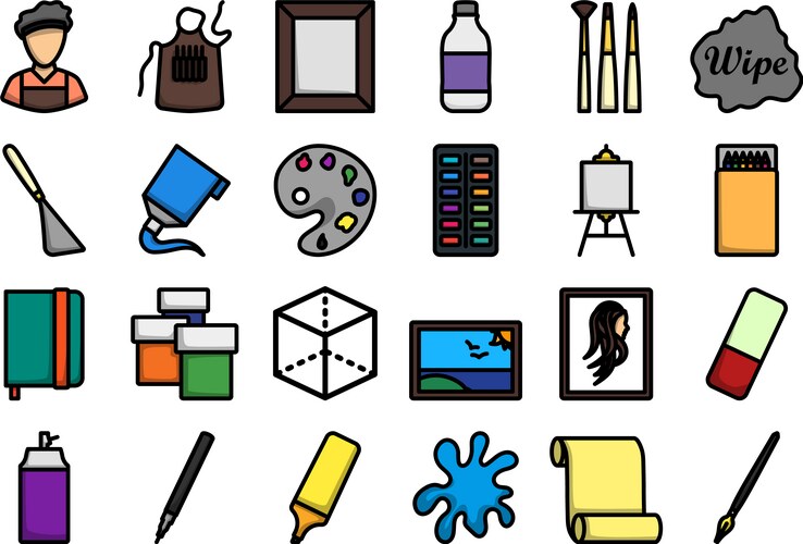 Painting icon set Royalty Free Vector Image - VectorStock