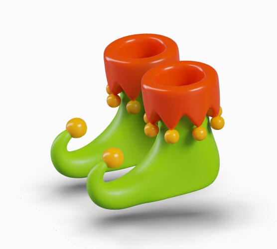Green elf boots with red trim realistic objects Vector Image