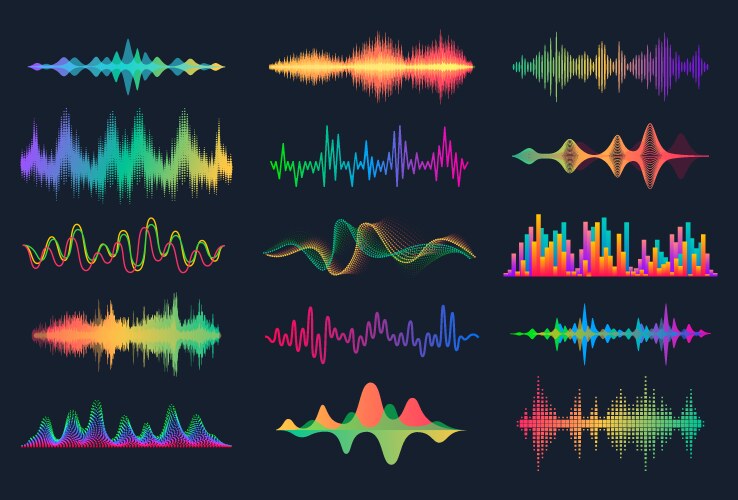 Audio waveform signals wave song equalizer Vector Image