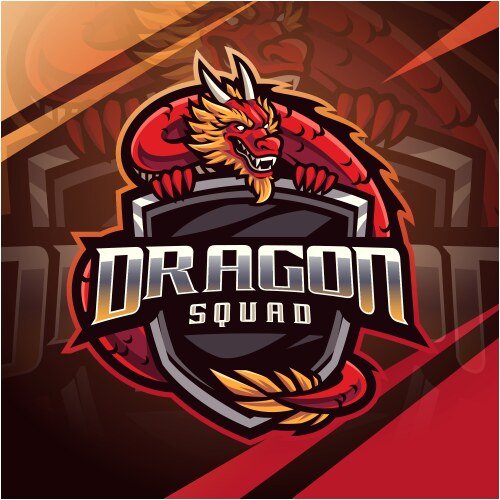 Red dragon esports logo design Royalty Free Vector Image