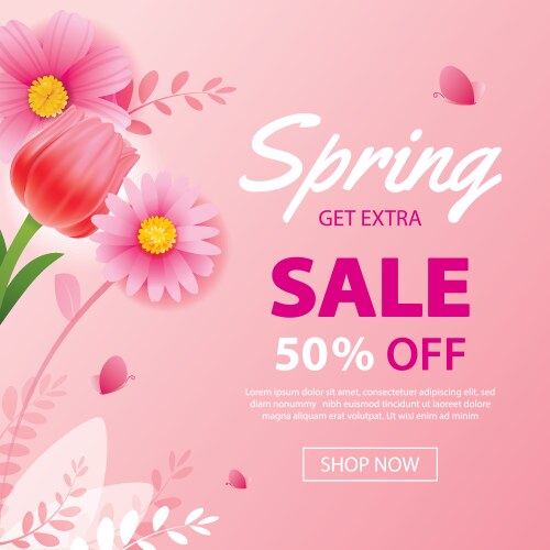 Hello spring banner background template Royalty Free Vector