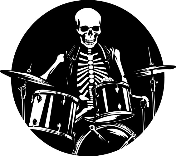 Rhythmic remains rock drummer symbol skeletal Vector Image