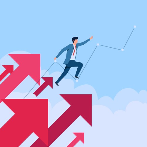 Person running on an arrow pointing upwards Vector Image