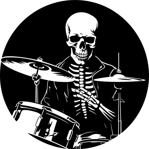 Skeletal groove drummer logo symbol bone bash Vector Image