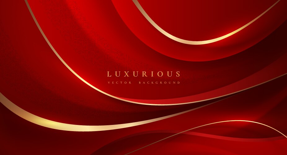 Luxury red background combine with glowing golden Vector Image