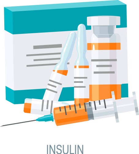 Diabetes concept in flat style icon Royalty Free Vector