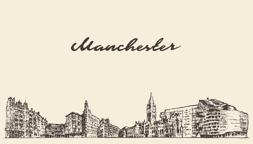 Manchester greater england uk skyline line Vector Image