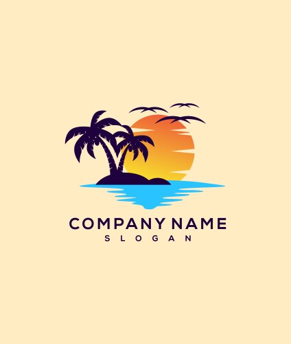 Awesome sunset logo design ready to use Royalty Free Vector