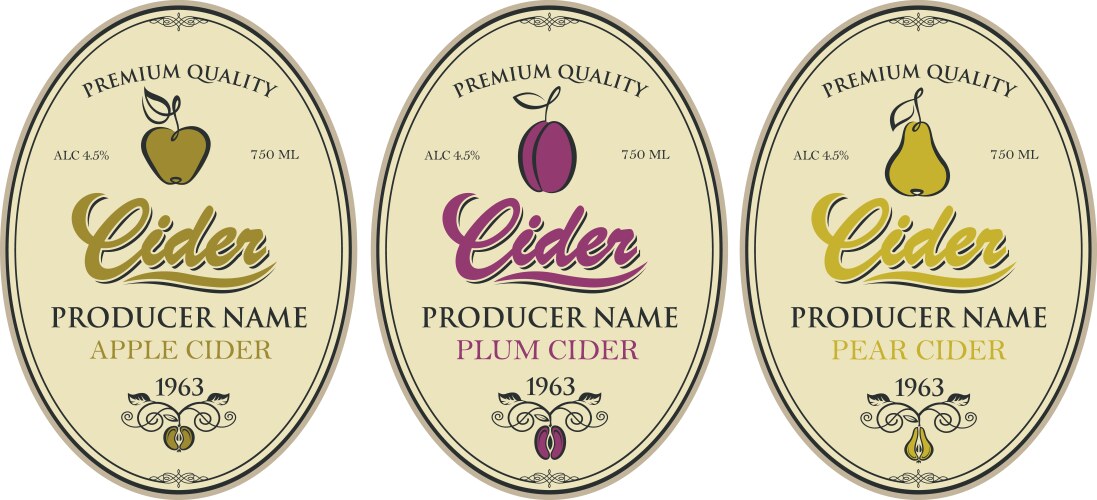Cider labels set Royalty Free Vector Image - VectorStock