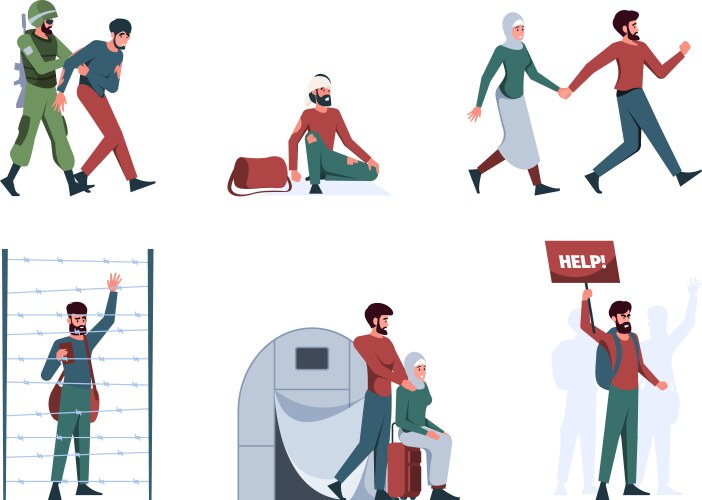 Refugees family illegal immigrants political Vector Image