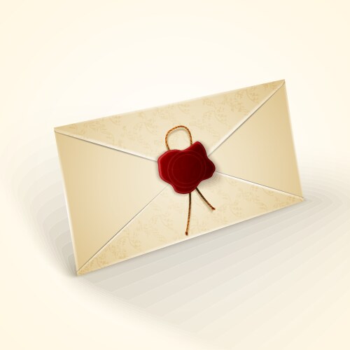 Sticker closed vintage envelope with wax seal Vector Image