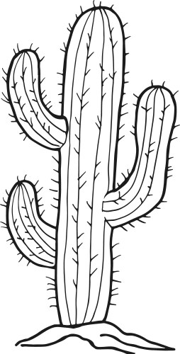 Cacti in arizona desert sketch Royalty Free Vector Image