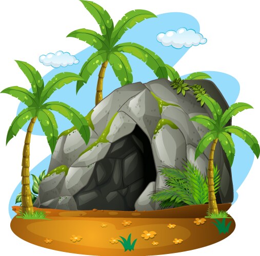 Cartoon the cave with stalactites Royalty Free Vector Image