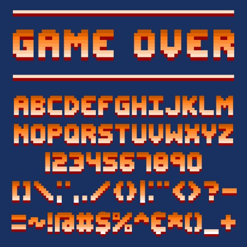 8 bit font Royalty Free Vector Image - VectorStock
