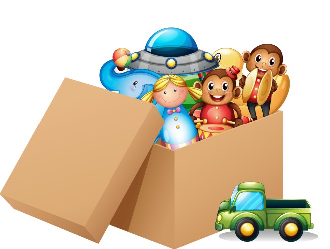 A box full of toys Royalty Free Vector Image - VectorStock