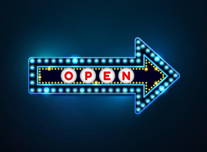 Neon open frame arrow Royalty Free Vector Image