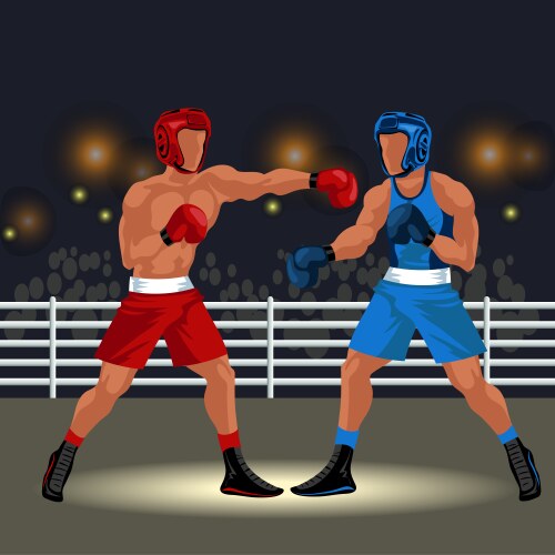 Boxing match in ring Royalty Free Vector Image