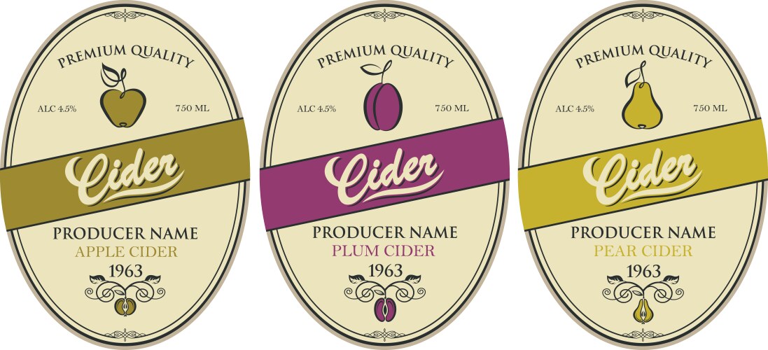 Cider labels set Royalty Free Vector Image - VectorStock