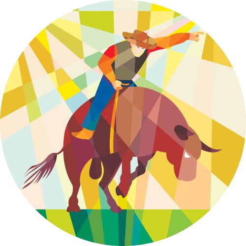 Rodeo cowboy texas longhorn bull Royalty Free Vector Image