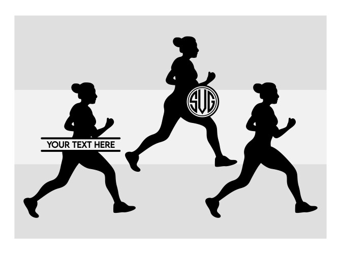 Running svg silhouette run runner monogram Vector Image