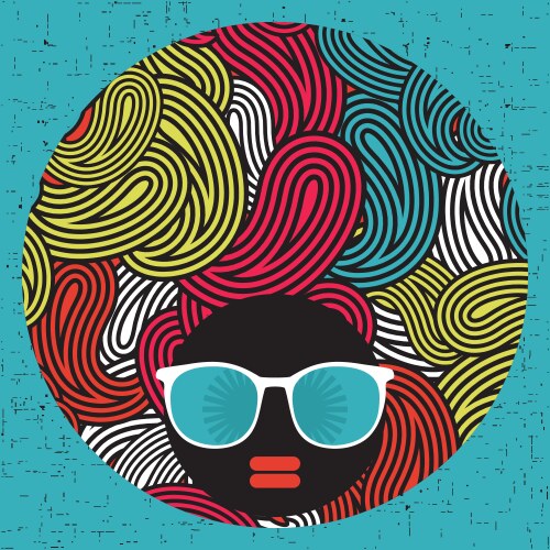 Black head woman with pattern hair Royalty Free Vector Image