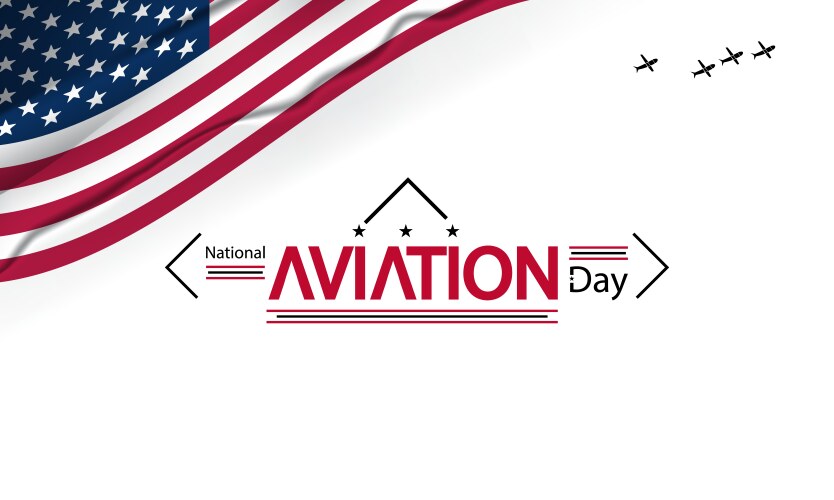 Aviation day emblem showing an aircraft flying Vector Image