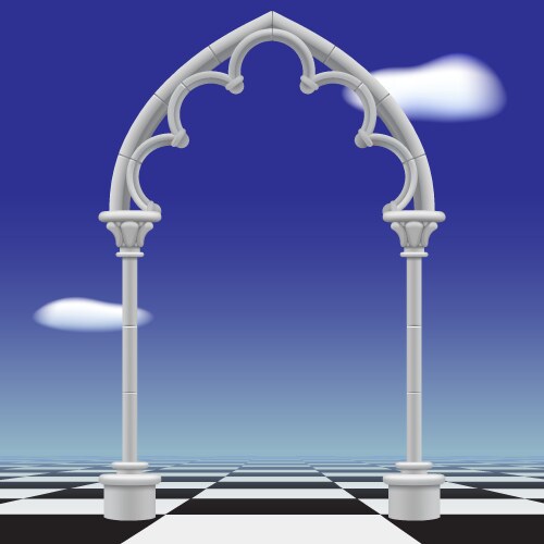 Gothic arch with moon phases hand drawn Royalty Free Vector