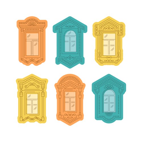 Retro window icon vintage frames isolated Vector Image