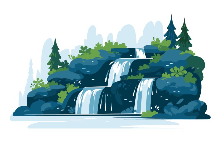 Waterfall forest nature tropical background Vector Image