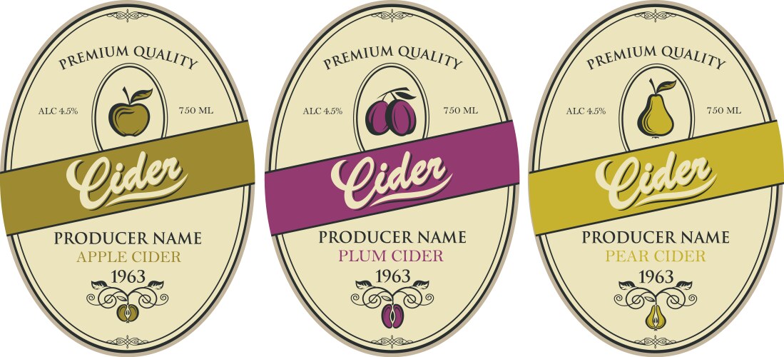 Labels for cider Royalty Free Vector Image - VectorStock