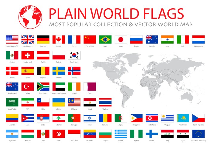 World flags all Royalty Free Vector Image - VectorStock