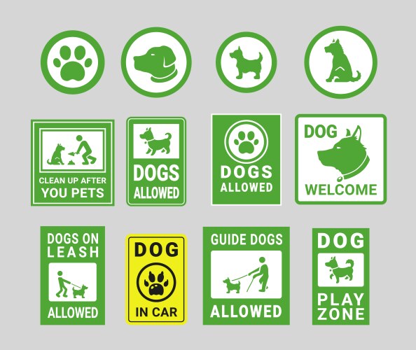Pet Friendly Dog Sign Set Royalty Free Vector Image