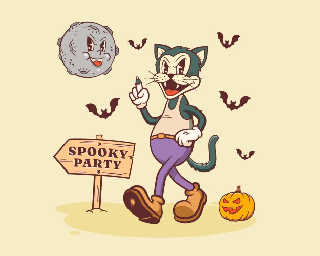 Colorful hand drawing groovy halloween stickers Vector Image