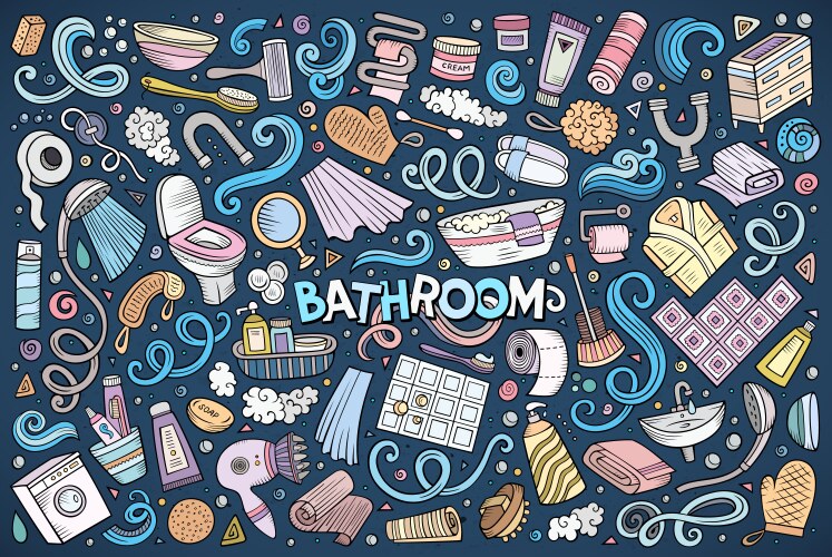 Cartoon set of bathroom objects and symbols Vector Image