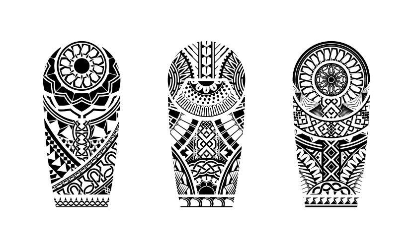 Tattoo abstract black arm template set Royalty Free Vector
