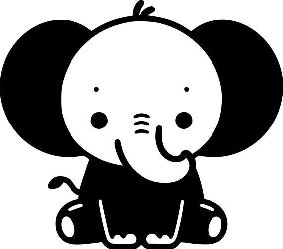 Cute stuffed elephant black and white Royalty Free Vector