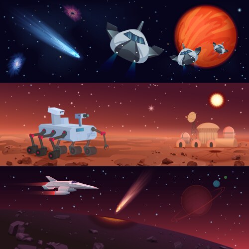 Future space station or starship cartoon Vector Image