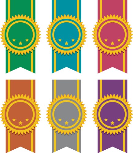 Ribbon award badge red green blue yellow magenta Vector Image